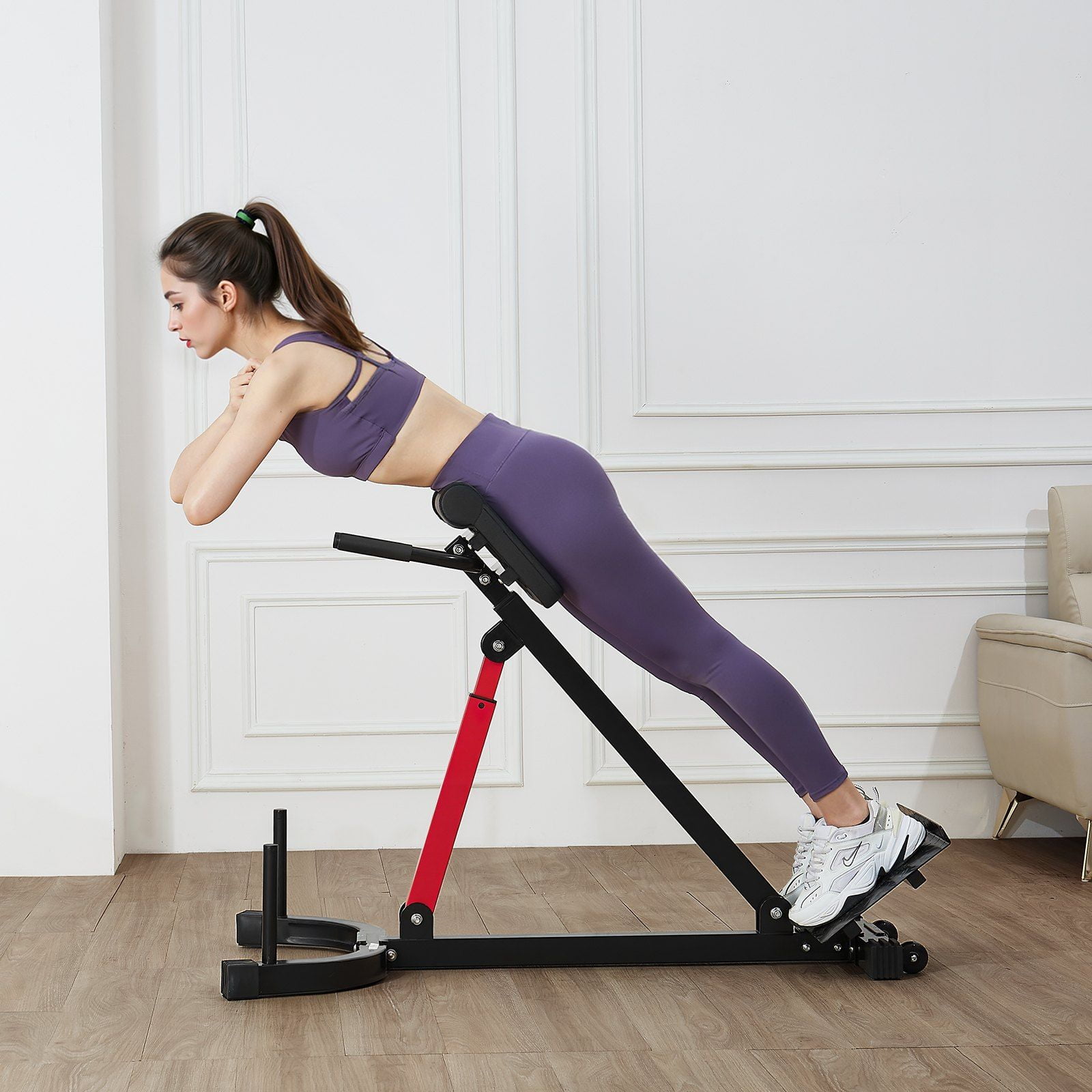 Roman Chair Hyperextension Bench, 350 lbs Weight Capacity, Adjustable ...