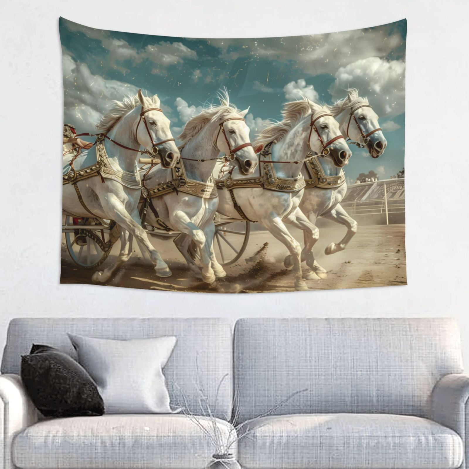 Roman Chariot Horse Race Wall Tapestry for Bedroom Aesthetic - Tapestry ...