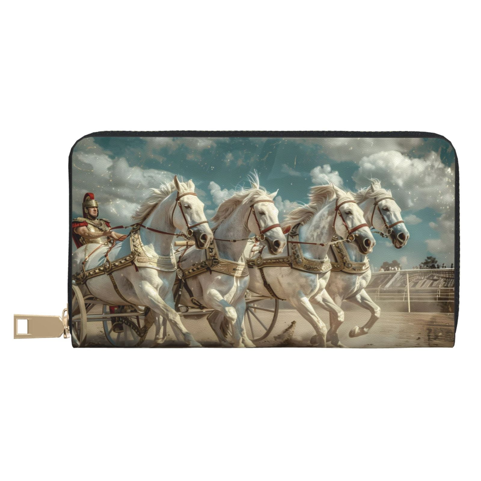 Roman Chariot Horse Race Wallet Women, Leather Bifold Multi Card Wallet ...