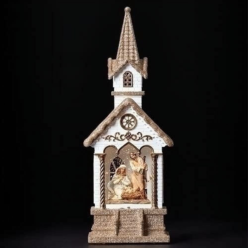 Roman Christmas - Confetti Lites Swirl Church with Holy Family, 11" H ...