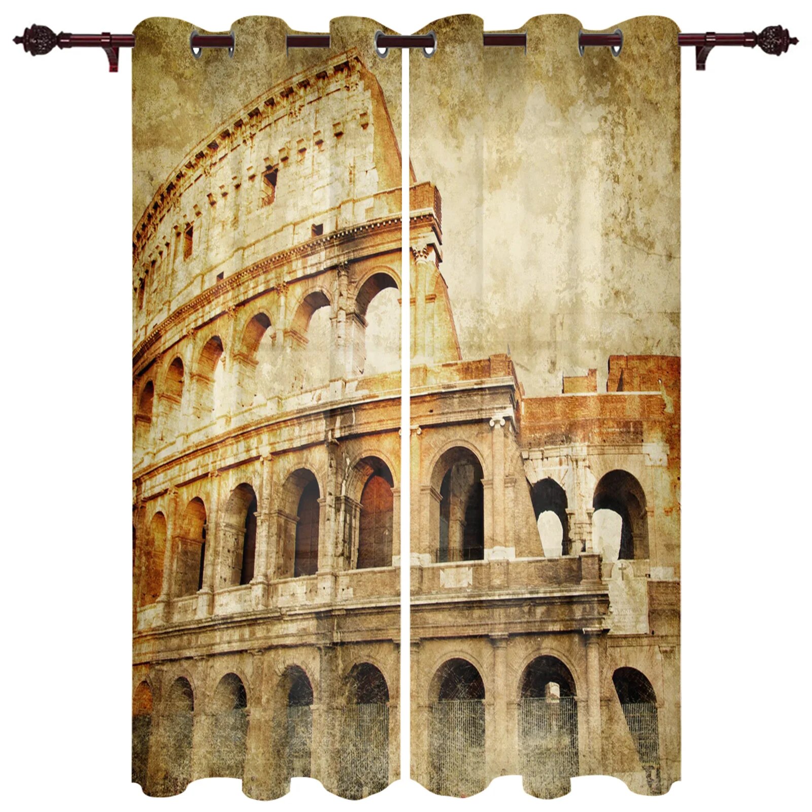 Roman Colosseum Vintage Curtains for Kid Bedroom Home Decor Kitchen ...