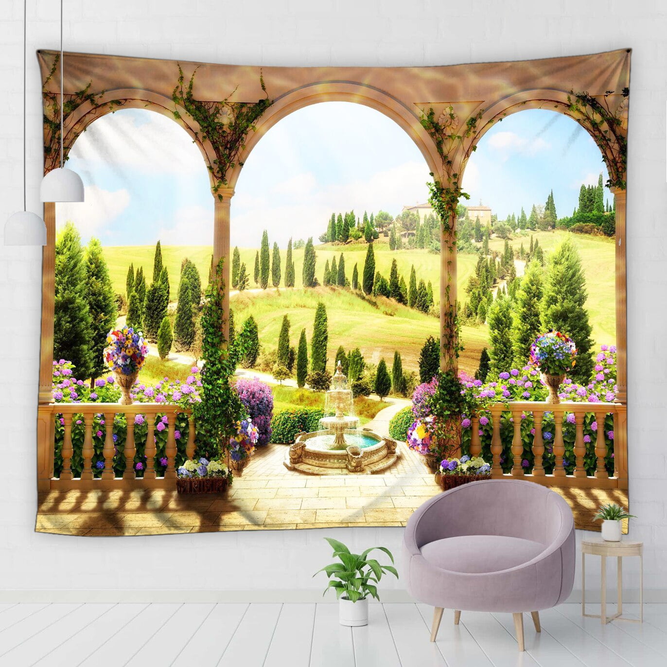 Roman Column Arch Lake Landscape Tapestry Hanging Wall Aesthetic Home ...