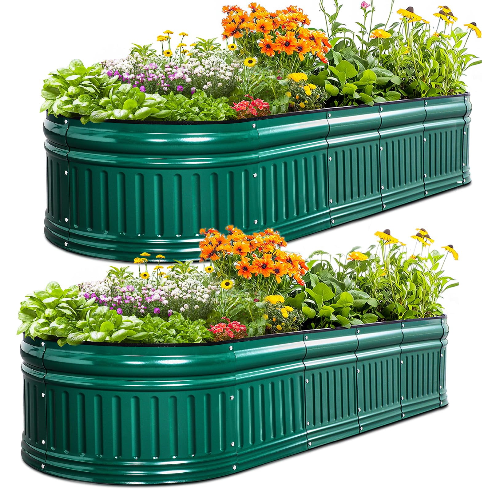 Roman Column Raised Garden Bed Kit, Modular Galvanized Planter Box for ...