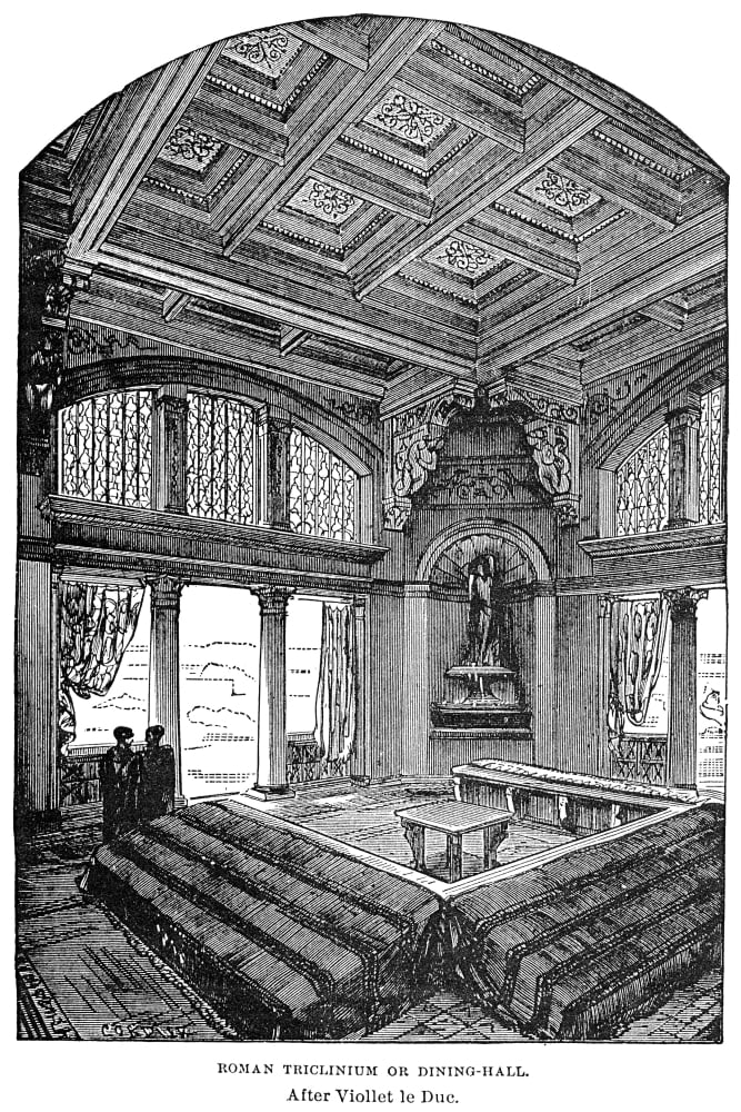 Roman Dining Hall. Nwood Engraving Late 19Th Century After Viollet Le ...