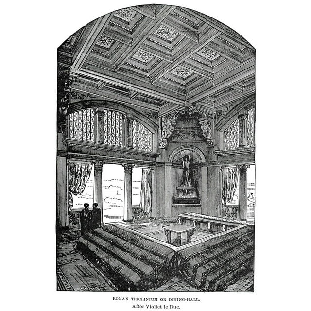 Roman Dining Hall. /Nwood Engraving, Late 19Th Century, After Viollet Le Duc. Poster Print by ...