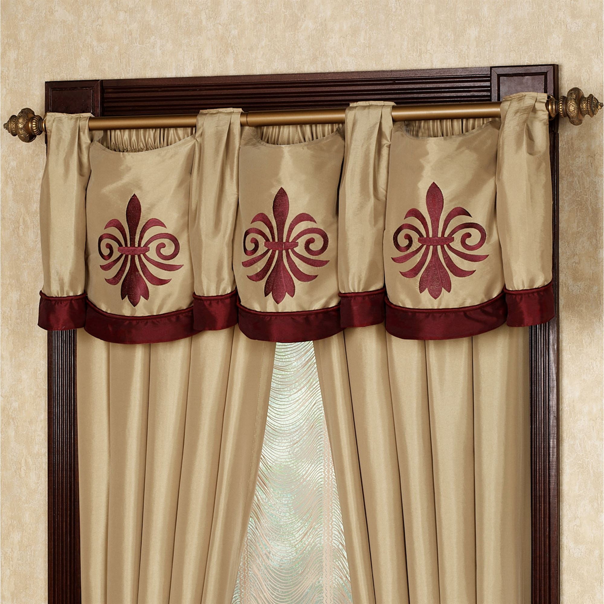 Roman Empire Collection - 3 Swag Valance - Gold Burgundy - Elegant Faux ...