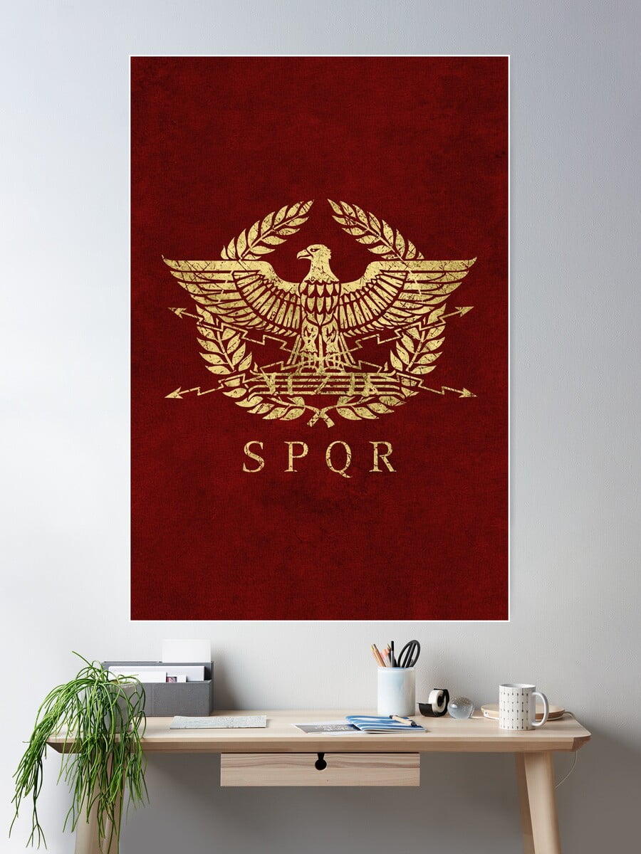 Roman Empire Emblem - Vintage Gold Poster Wall Art, Modern Wall Decor ...