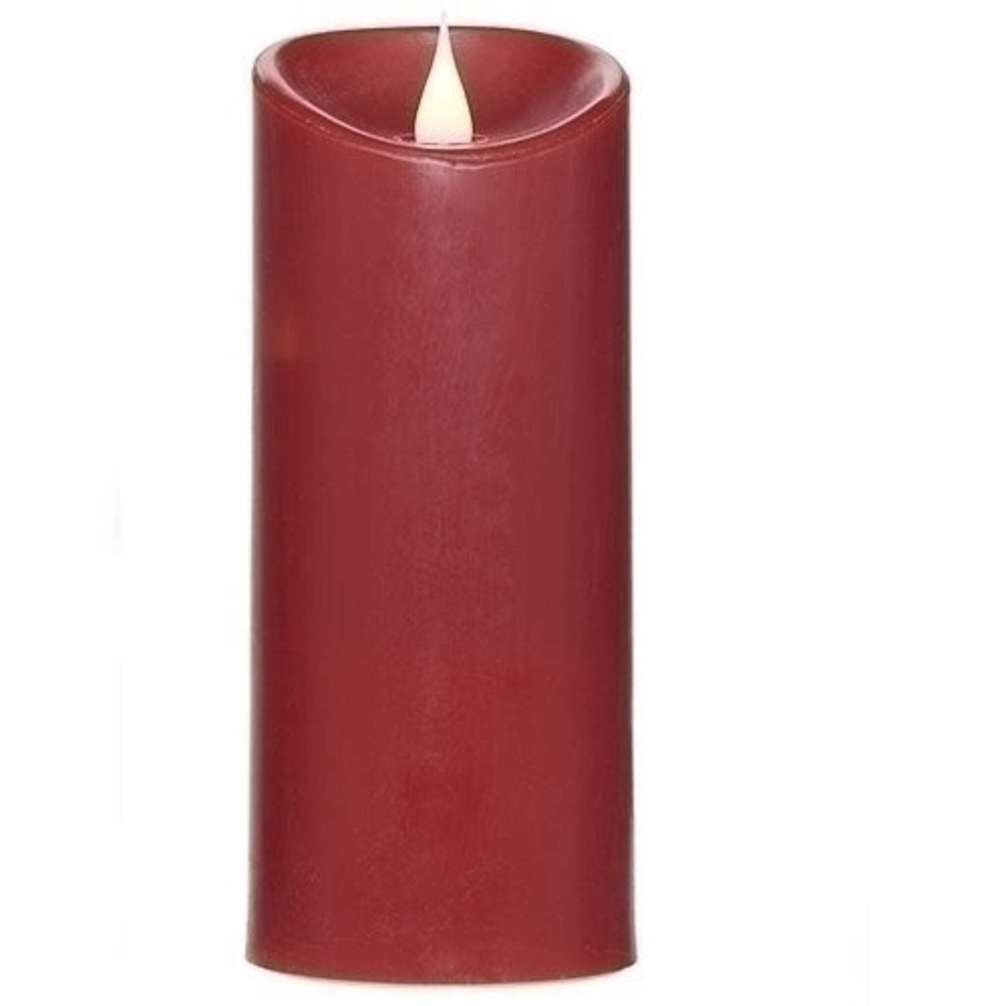 Roman Flameless LED Candle 7"H Red Smooth Pillar Outdoor 3-D Motion ...