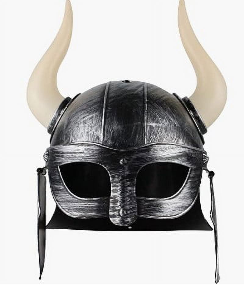 Adult's Brushed Silver Horned Gladiator Helmet Costume Accessory ...