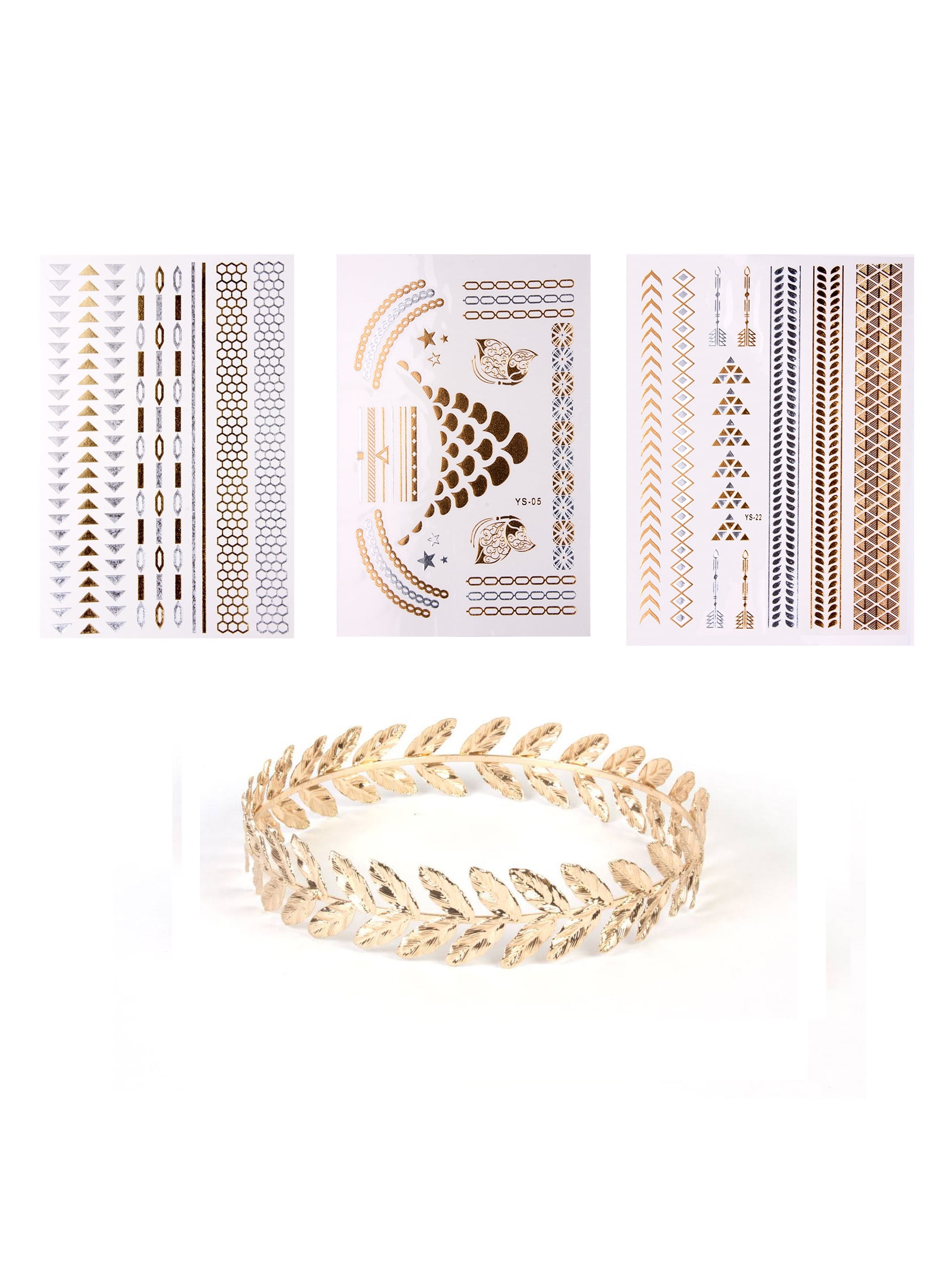 Roman Greek Goddess Siren Costume Cosplay Kit Metallic Tattoo Laurel ...