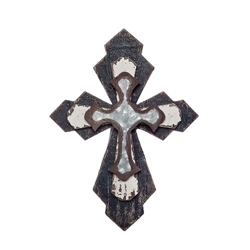 Roman Inc 12 inch Wood and Metal Cross - Walmart.com