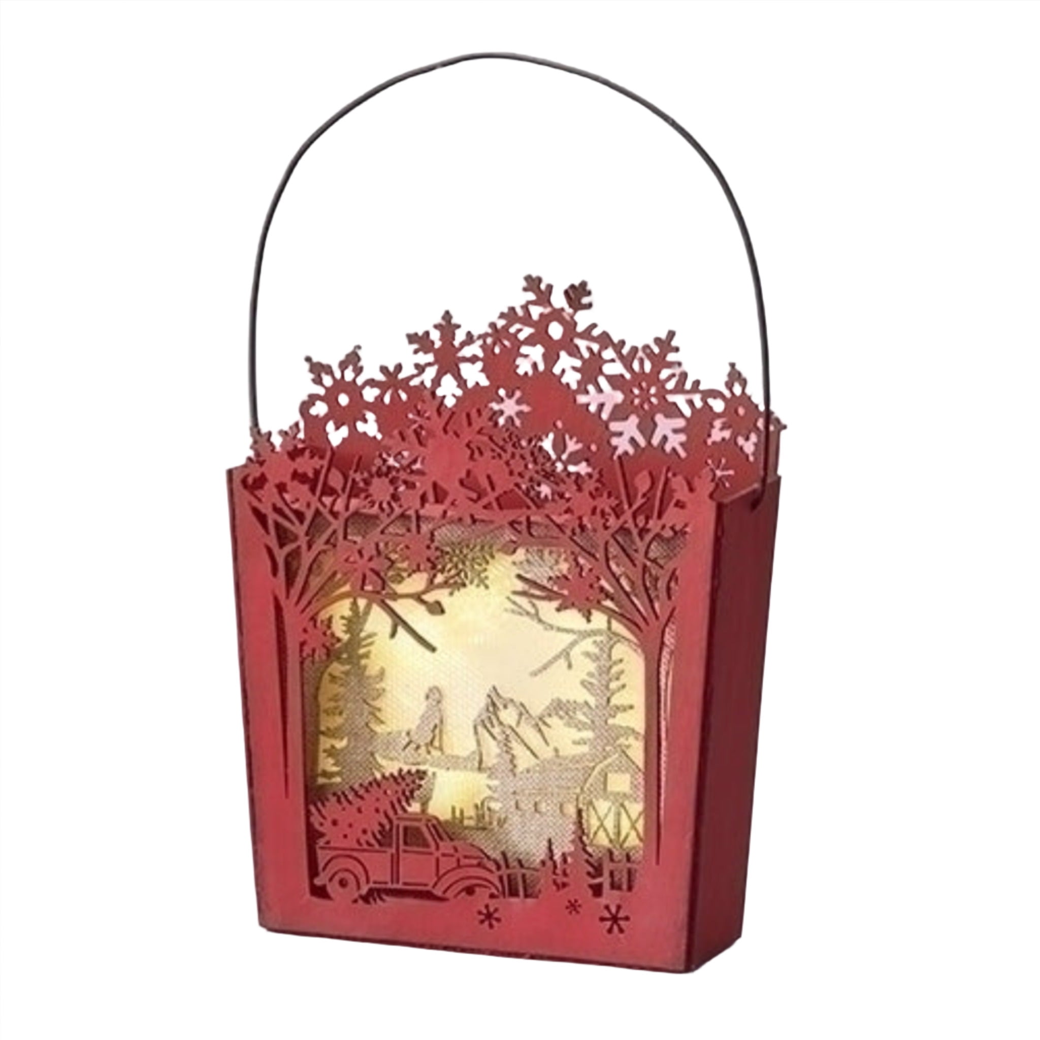Roman, Inc. LED Laser Cut Tree Farm Card Bucket - Walmart.com