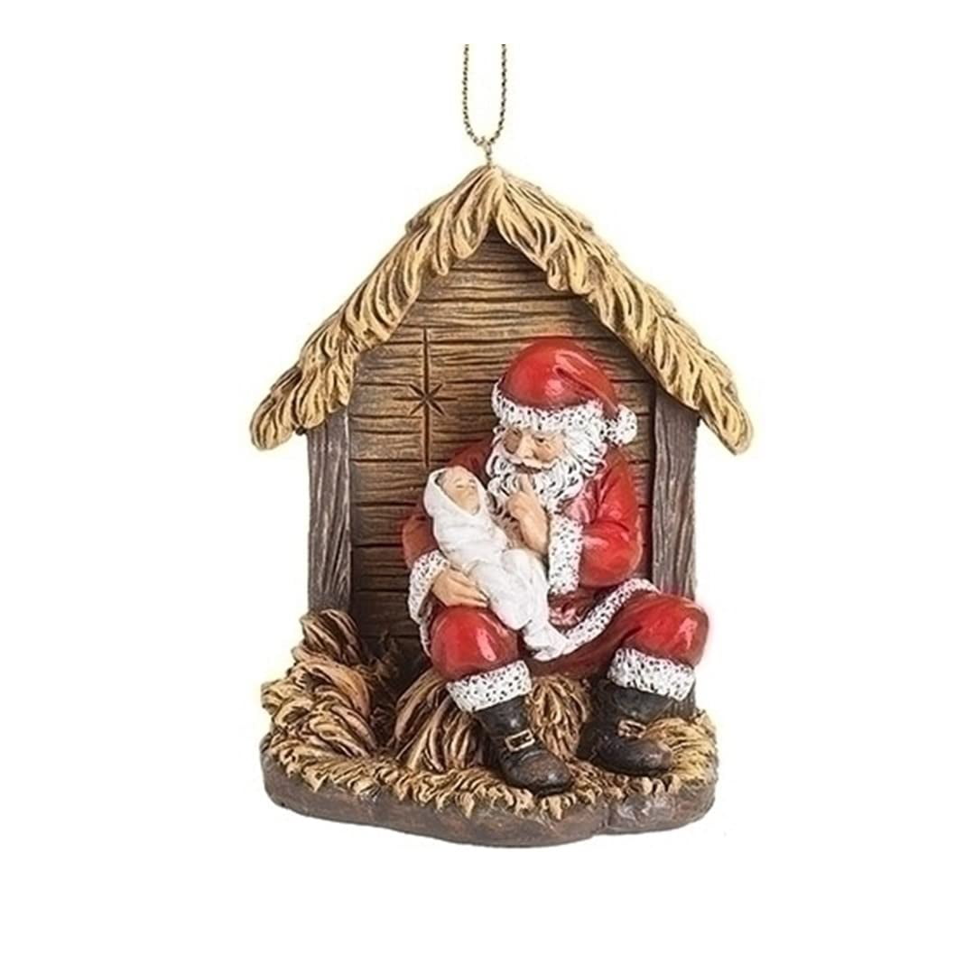 Roman Kneeling Santa Shushing Baby Hanging Ornament, 4-inch Height ...