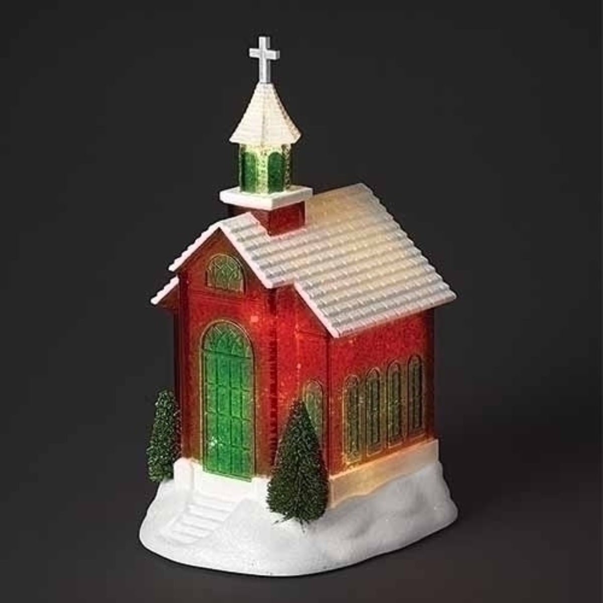 Roman LED Red Church with Green Accents 10.75 Inches - Walmart.com