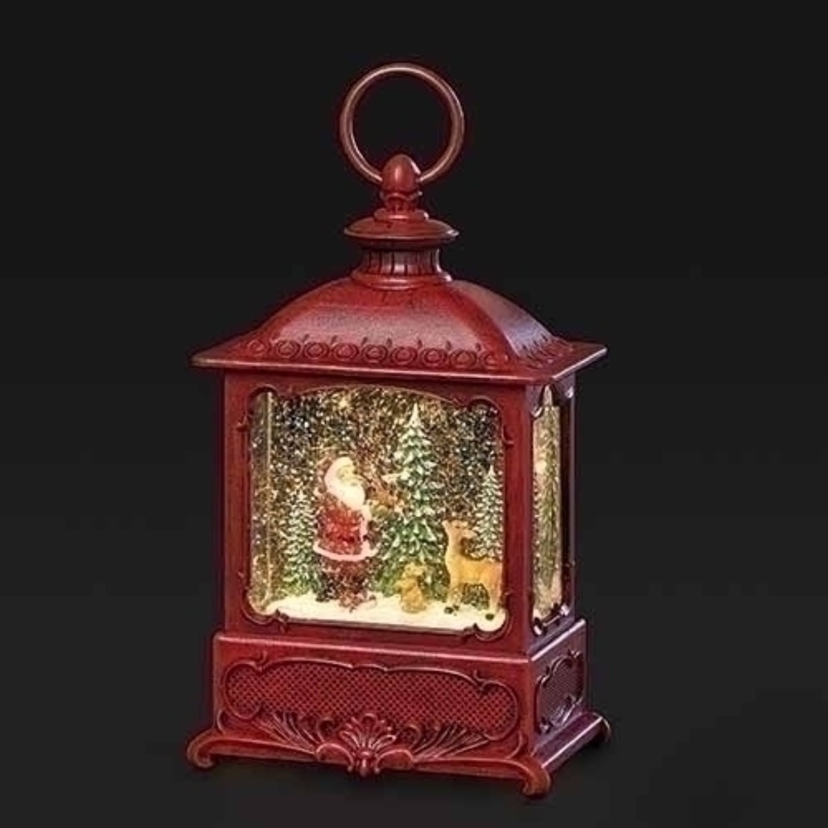Roman LED Red Lantern With Santa With Cardinal - Walmart.com
