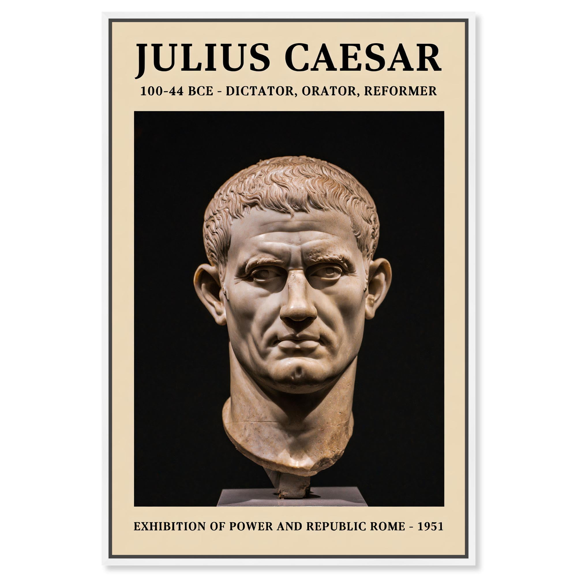 Roman Leader Canvas Classic Art Posters by Art Remedy, White Frame, 30 ...