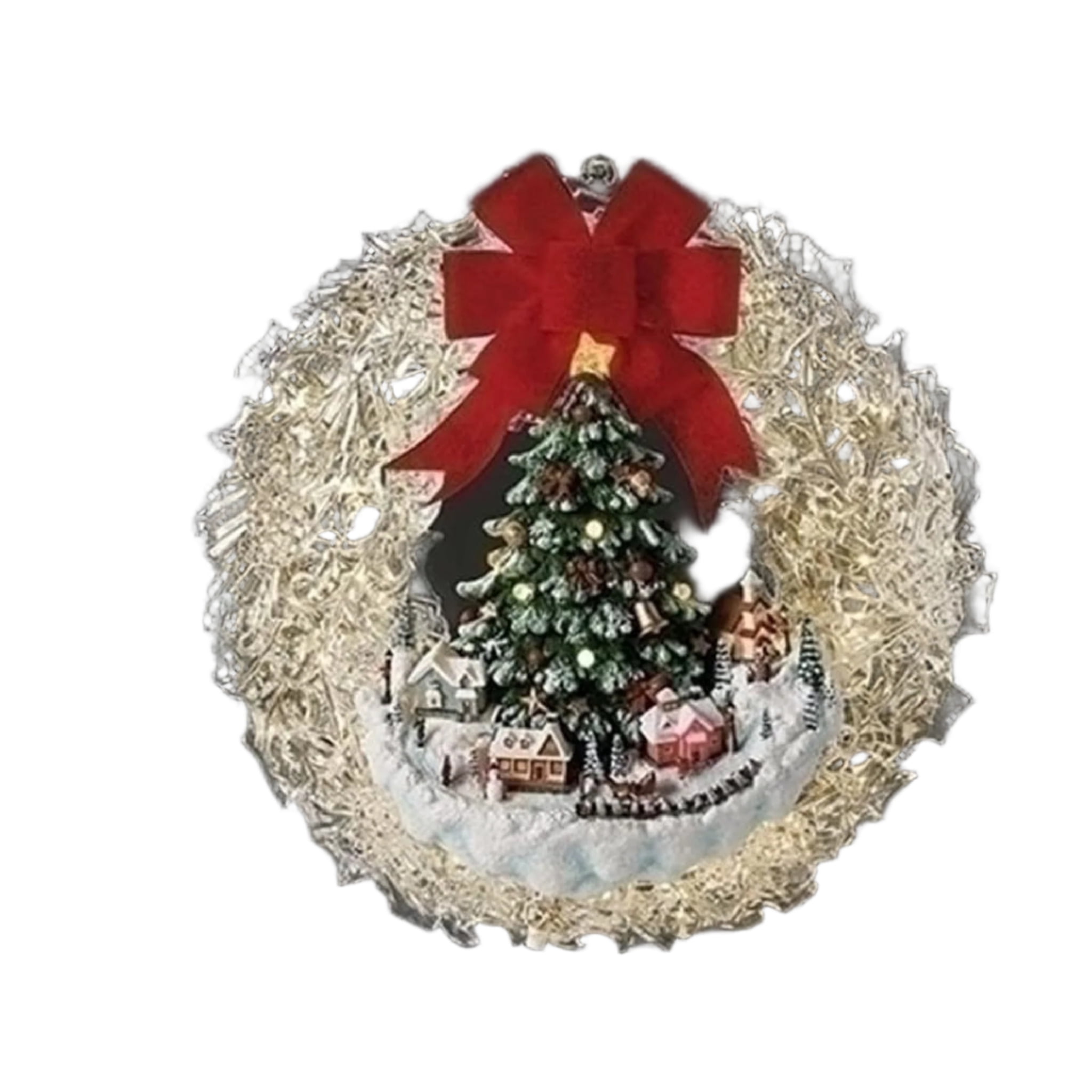 Roman Lighted Acrylic Wreath Christmas Tree Village, 14.75-inch Height ...
