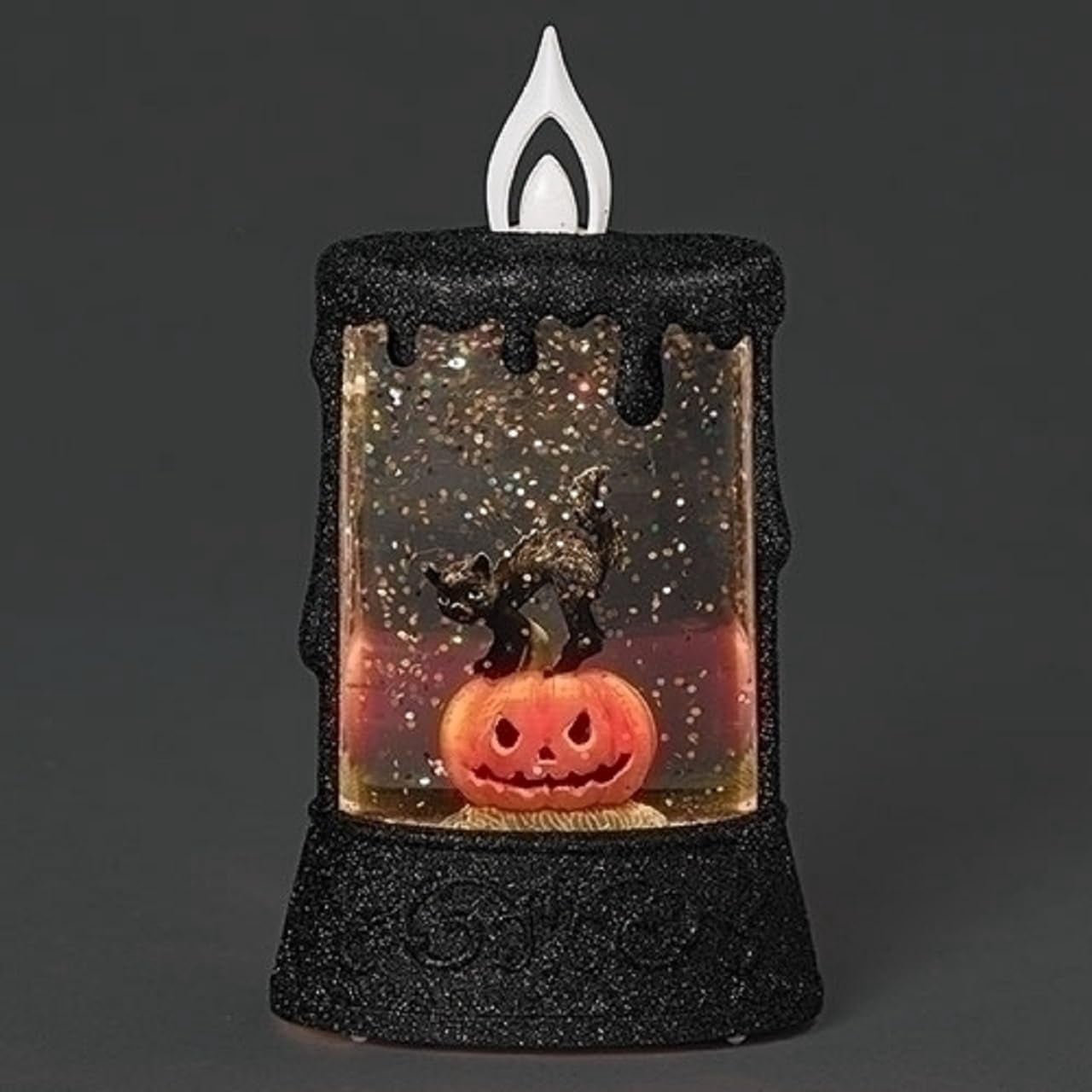 Roman Lighted Mini Candle Halloween Cat Swirl Dome, 5.7-inch Height ...