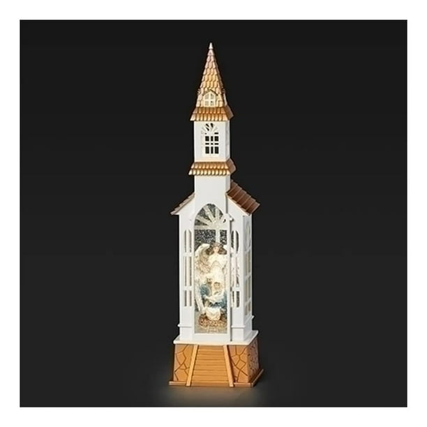 Roman Lighted Swirl Church with Holy Family Nativity Scene, 18-inch ...
