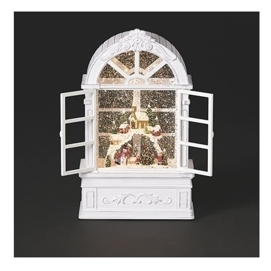 Roman Lighted Swirl Snowy Town Window Snow Globe, 8.7-inch Height ...