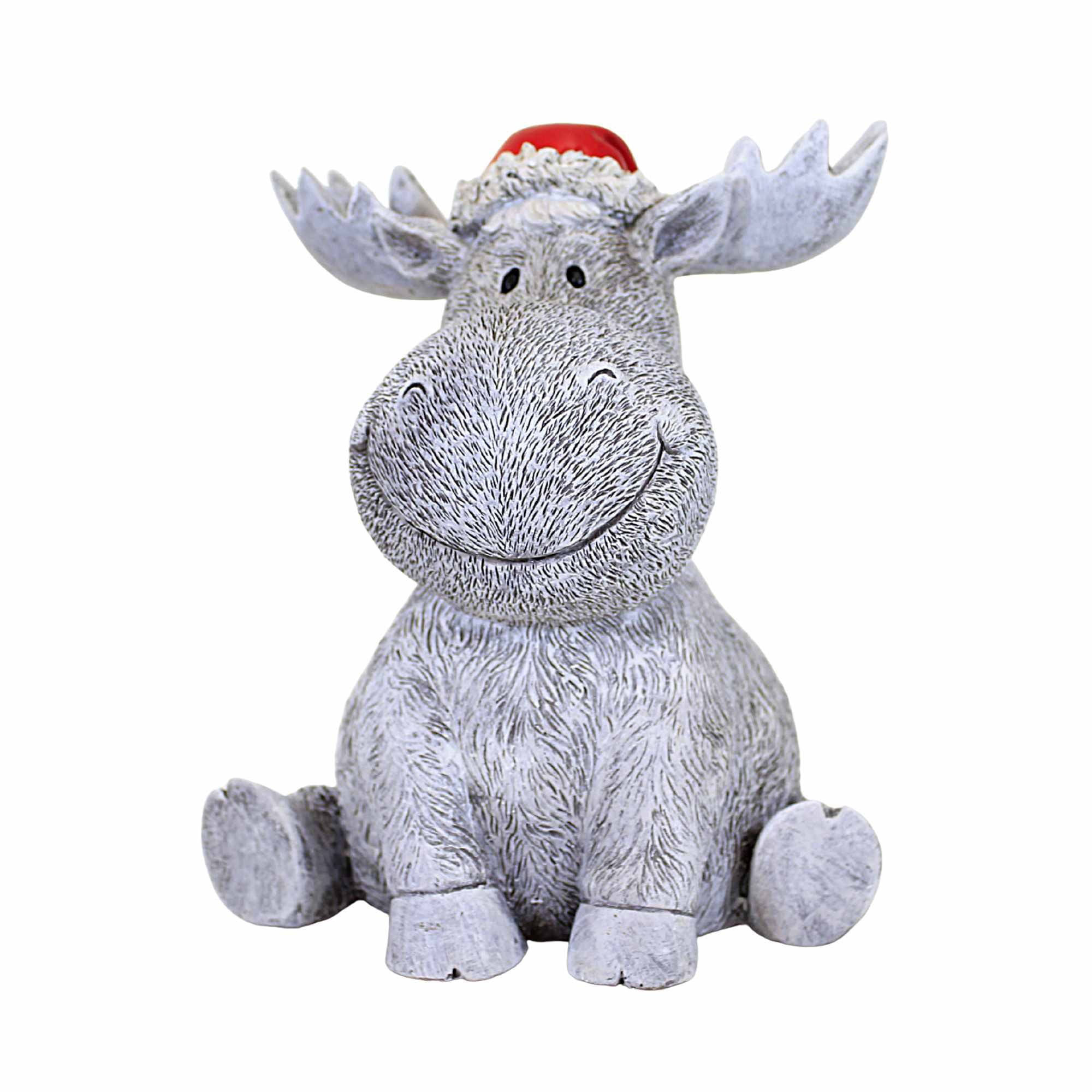 Roman Moose Pudgy Pal W/Santa Hat Statue - One Figurine 8.75 Inch ...