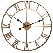 HOMCOM Rustic 36 Inch Wall Clock, Silent Non Ticking, Wood Metal ...