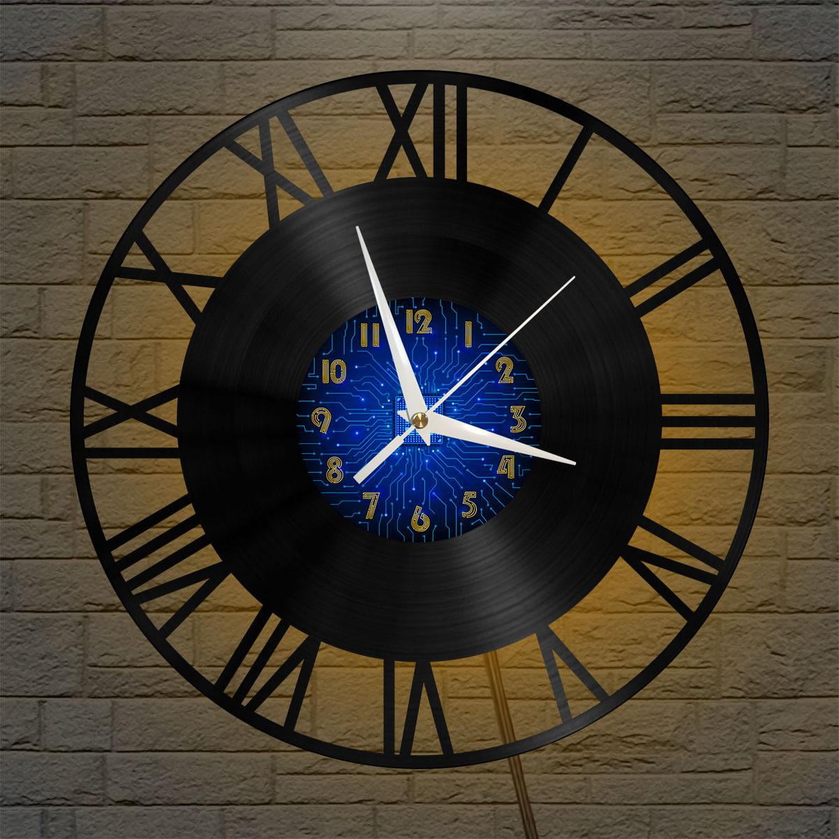 Roman Numerals 12 Inch Vinyl Record Wall Clock - Silent, Creative, and ...