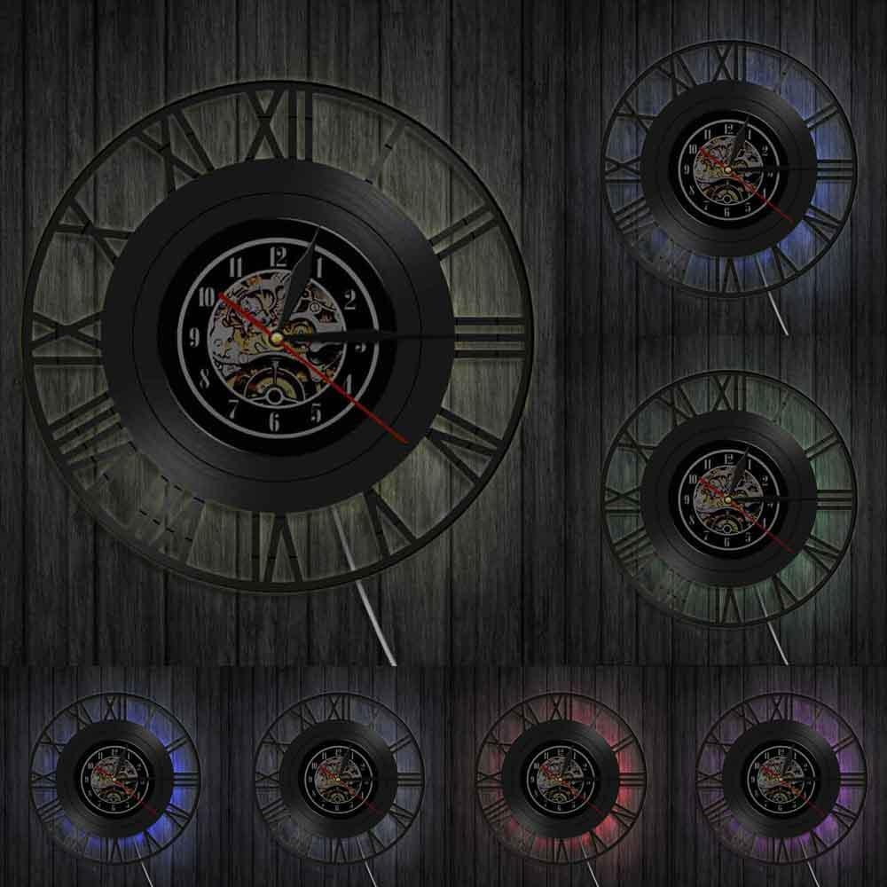 Roman Numerals Numbers Simple Wall Clock Vintage Style Vinyl Record ...