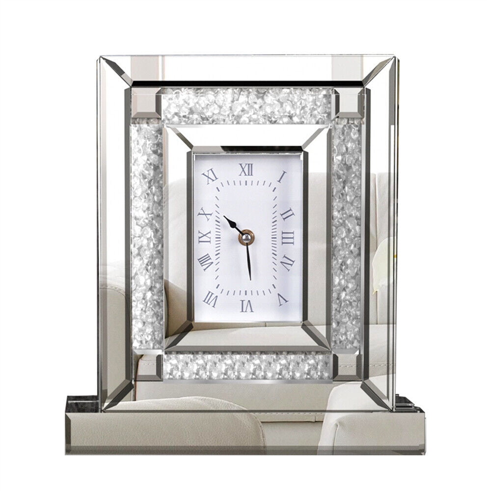 Roman Numerals Table Clock Tabletop Desk Clock Sparkle Crush Diamond ...
