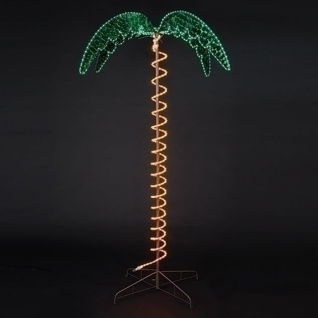 Roman Outdoor Lighted Palm Tree with Holographic Rope Light - 84 ...
