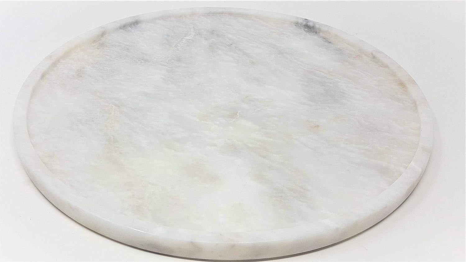 Roman Pallace Collection Powder White Honed Marble Round Tray (16" Dia ...