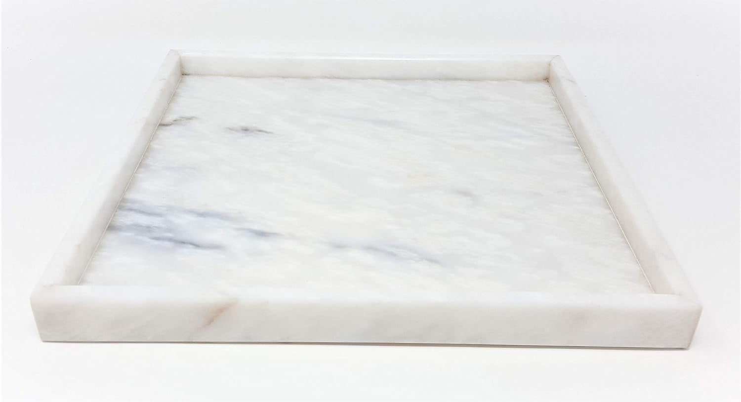 Roman Pallace Collection Powder White Honed Marble Square Tray (12" L x 12" W x 1" H) - Walmart.com