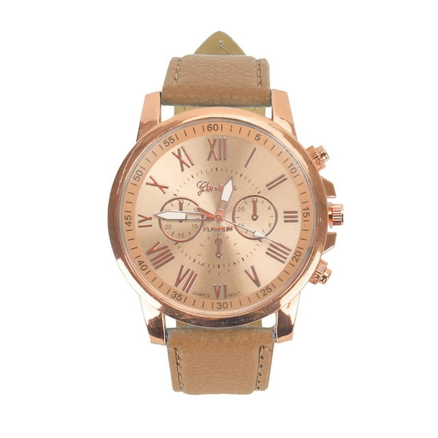 Roman Quartz Analog Women's Numerals Watch Leather Women's Watch No ...