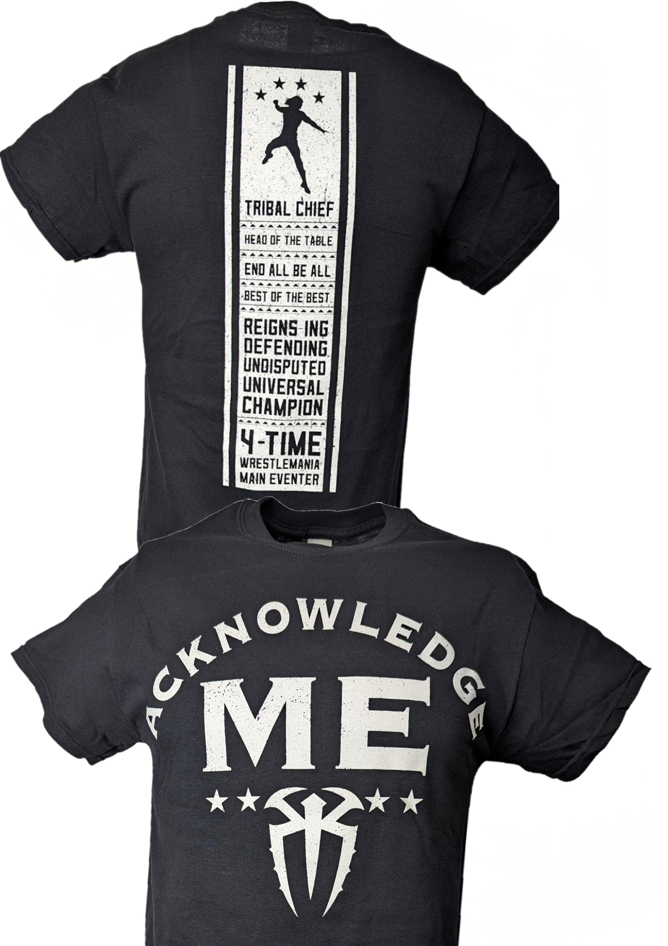 WWE Roman Reigns 'Acknowledge Me' Wrestling T-Shirt, Black, Men's Size ...