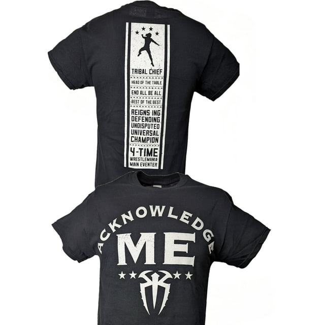 WWE Roman Reigns 'Acknowledge Me' Wrestling T-Shirt, Black, Men's Size ...
