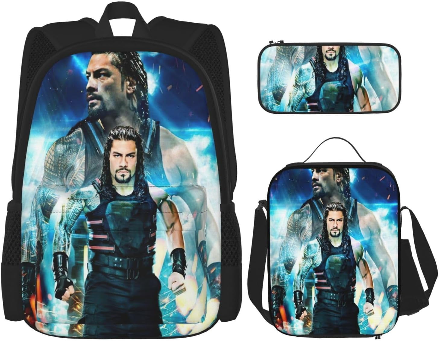Roman Reigns Backpack 3 Pieces Set With Lunch Bag And Pencil Case ...