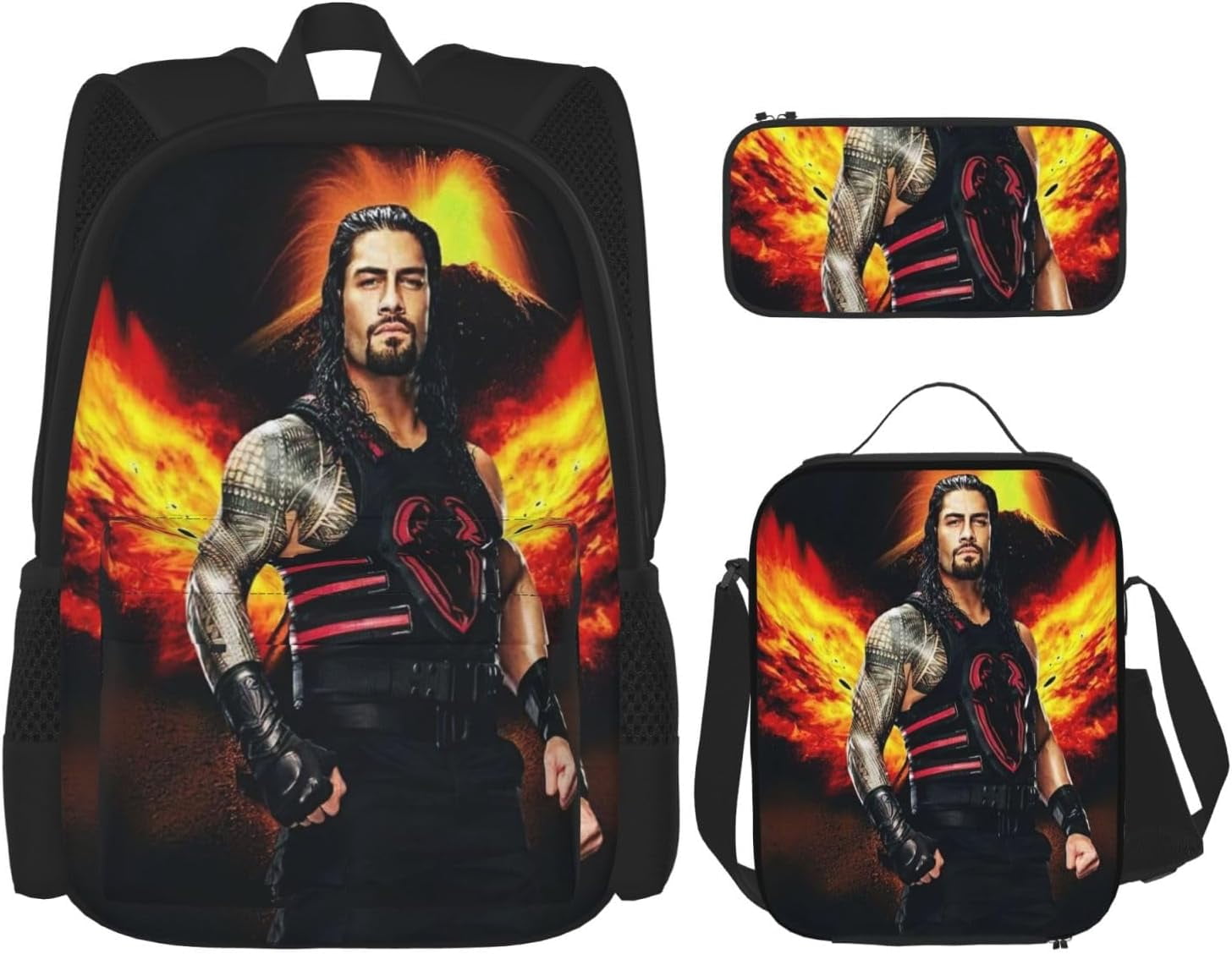 Roman Reigns Backpack 3 Pieces Set With Lunch Bag And Pencil Case ...