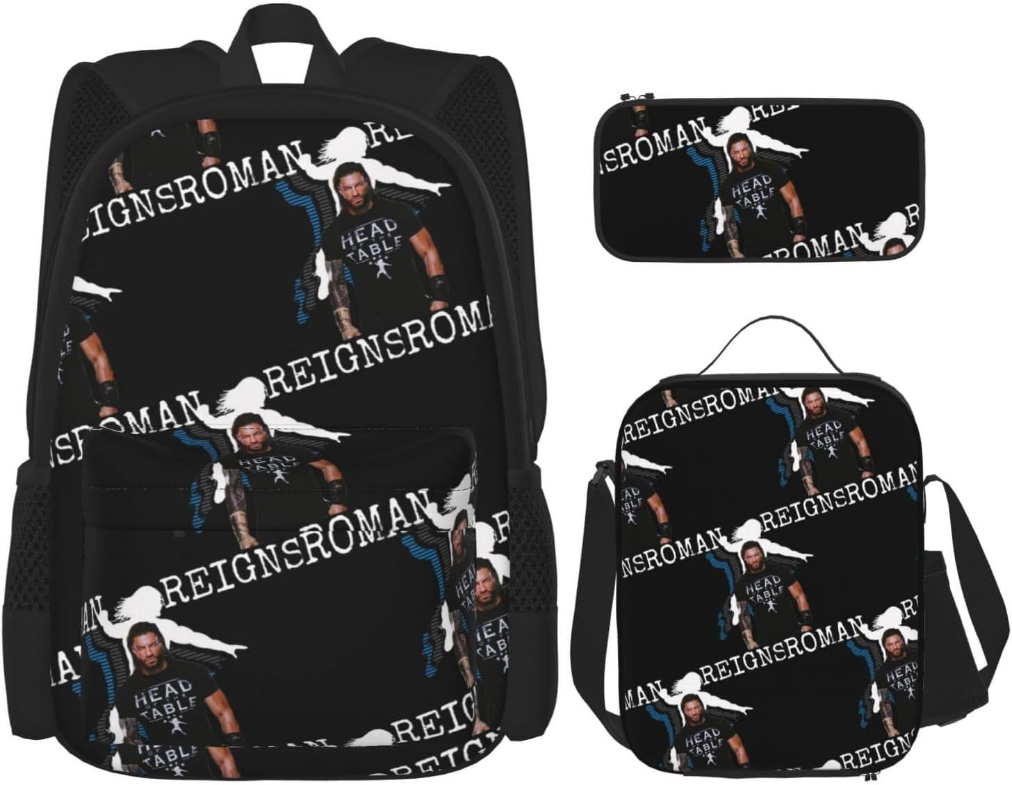 Roman Reigns Backpack 3 Pieces Set With Lunch Box And Pencil Pouch ...