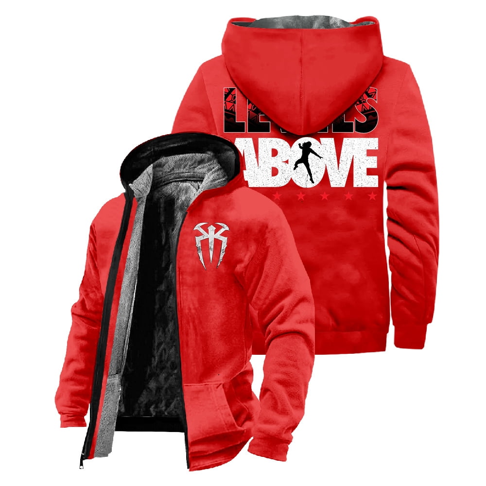 Roman Reigns Levels Above Zipper Hoodie Winter Coat Long Sleeve ...