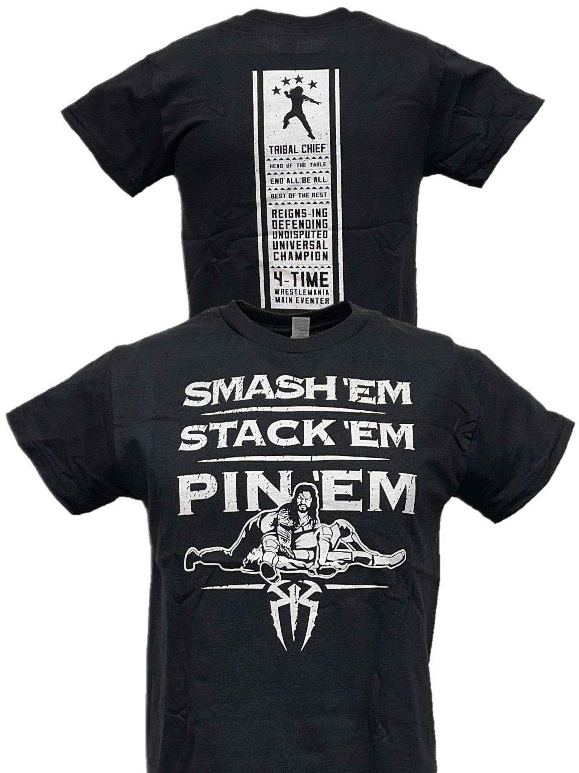 Roman Reigns Smash Stack Pin Mens Black T-shirt - Walmart.com