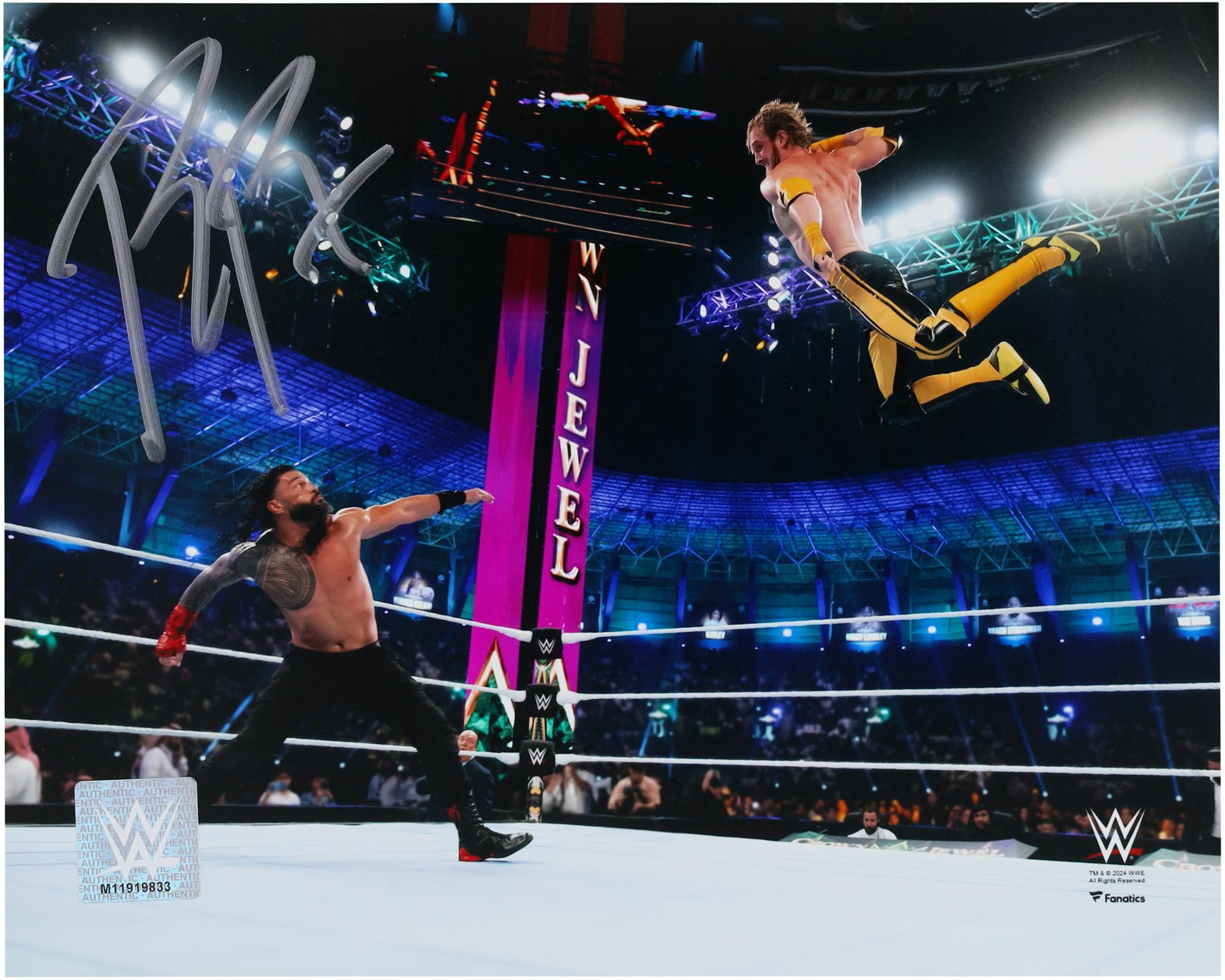 Roman Reigns WWE Autographed 8" x 10" Crown Jewel vs. Logan Paul ...