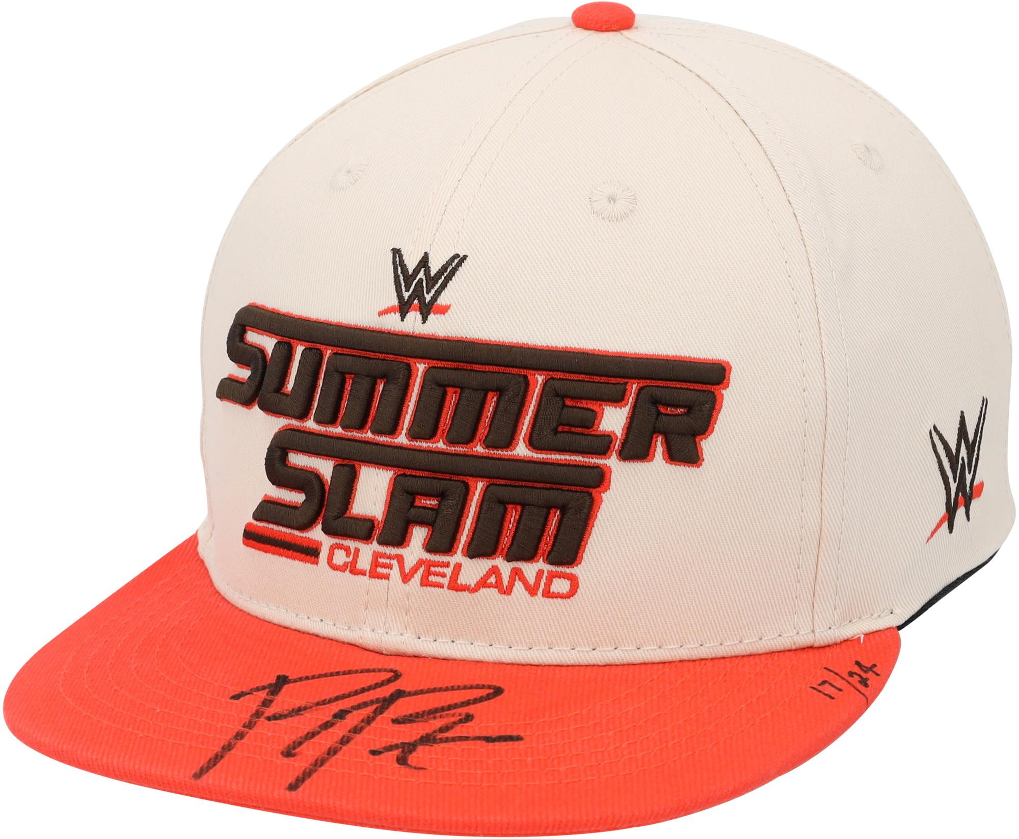 Roman Reigns WWE Autographed Cream & Orange 2024 SummerSlam Cap ...