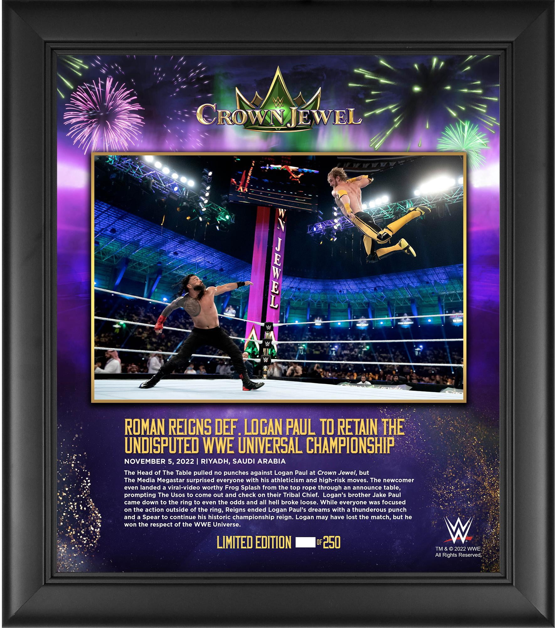 Roman Reigns WWE Framed 15" x 17" 2022 Crown Jewel Collage- Limited ...