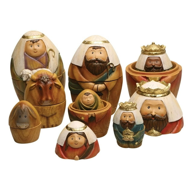 Holy Family Three Kings and Shepherd Christmas Nativity Nesting Dolls ...