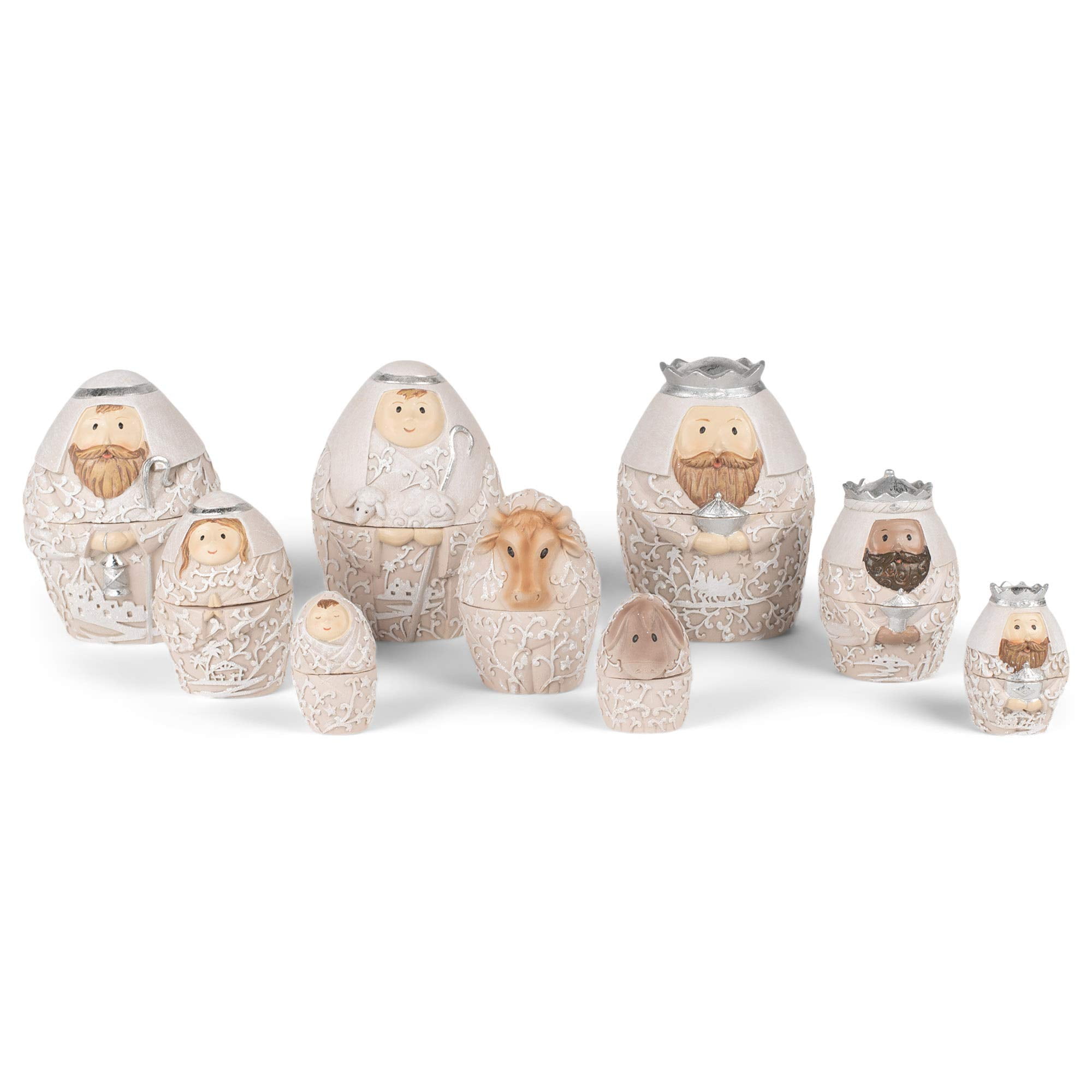 Roman Inc Nativity Set-6 Piece Nesting-White/Ivory (6) - Walmart.com