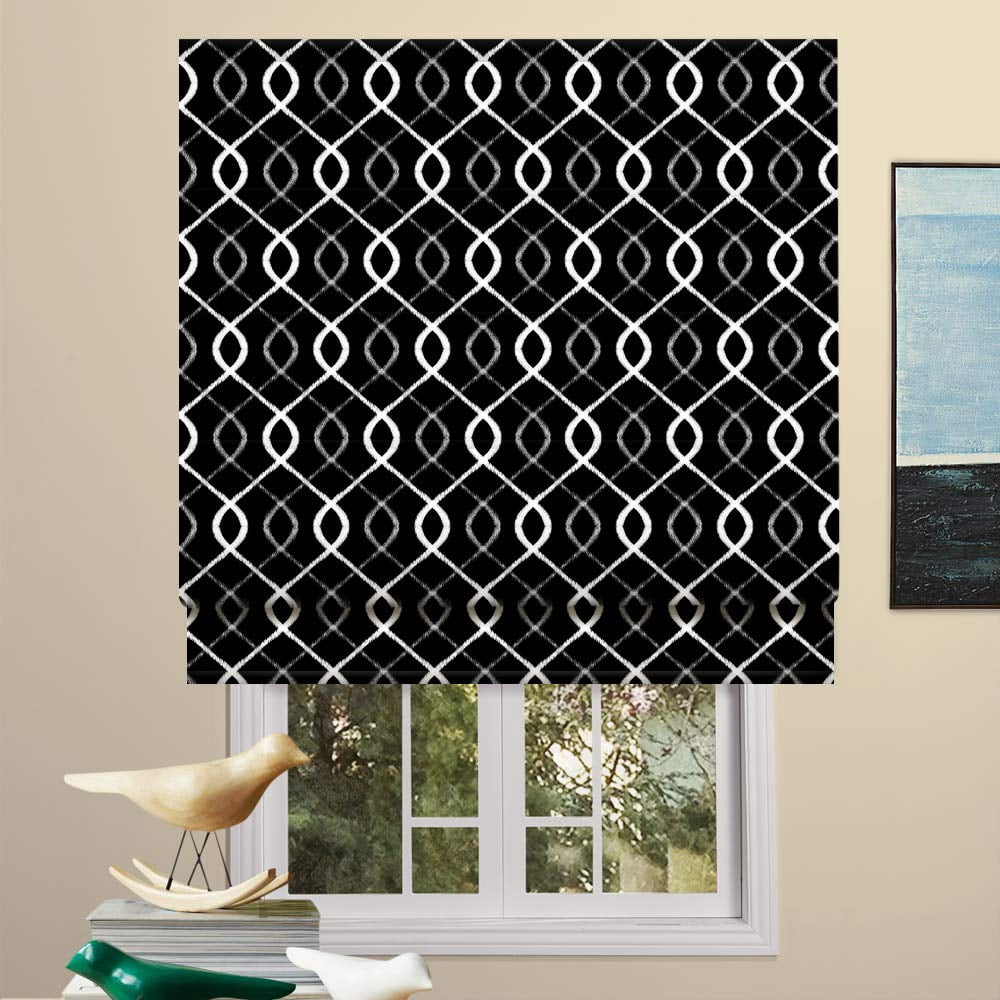 Roman Shades Blackout Window Shades - Polka Dot Fabric Lined Custom ...