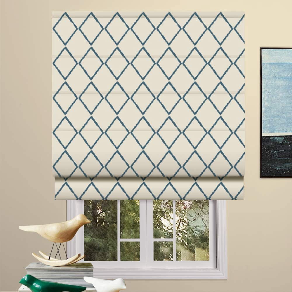 Roman Shades Blackout Window Shades - Polka Dot Fabric Lined Custom ...