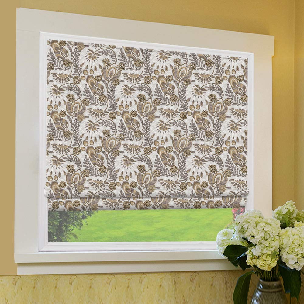 Roman Shades Window Blinds, Brown Vintage Premium Blackout Window Roman ...