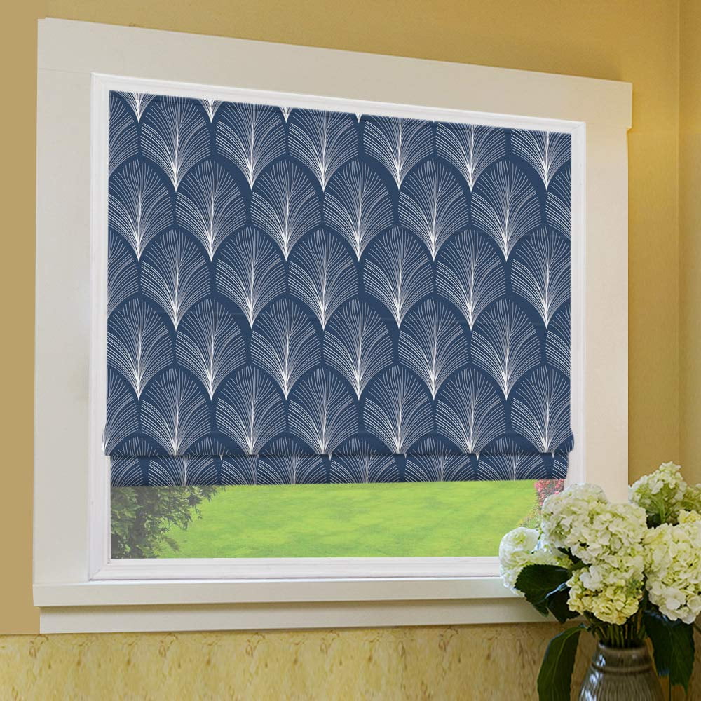 Roman Shades Window Blinds, Grey Paisley Premium Blackout Window Roman ...
