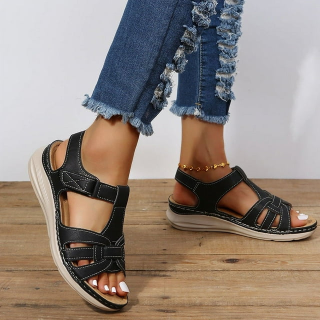 Roman Shoes Women Velcro Ankle Srap Sandals Summer Platform Sandals ...